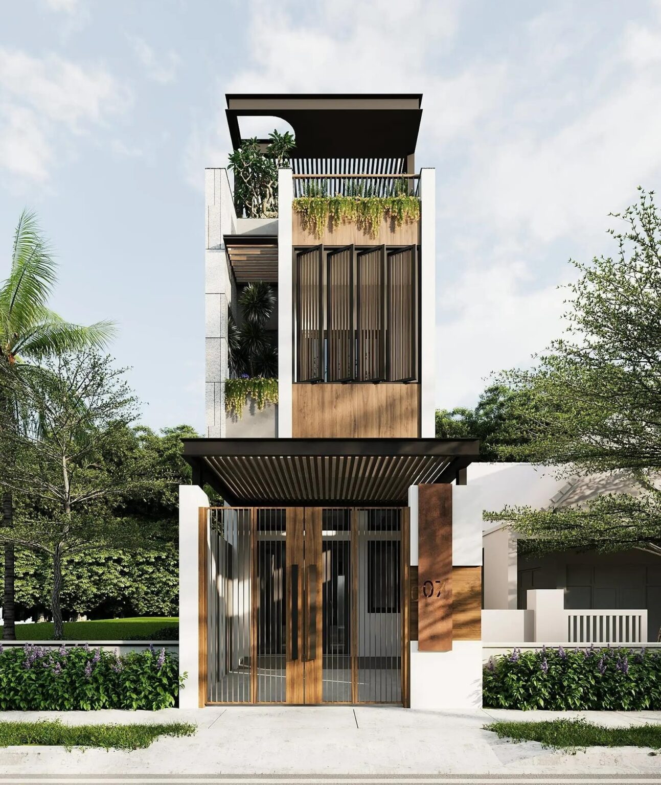 Những mẫu nhà ống có tầng hầm nổi phong cách nhất